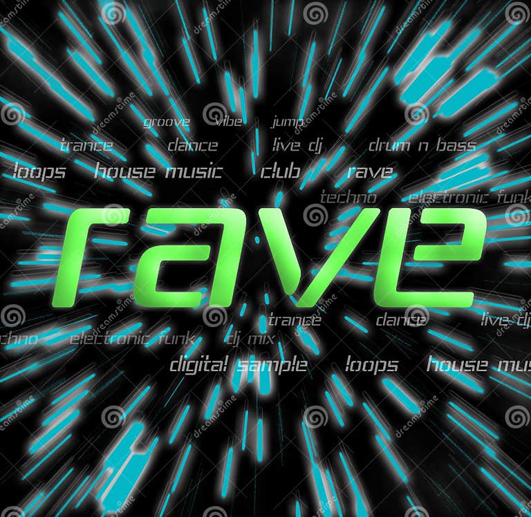 Rave -Typography Collage stock illustration. Illustration of music - 498954