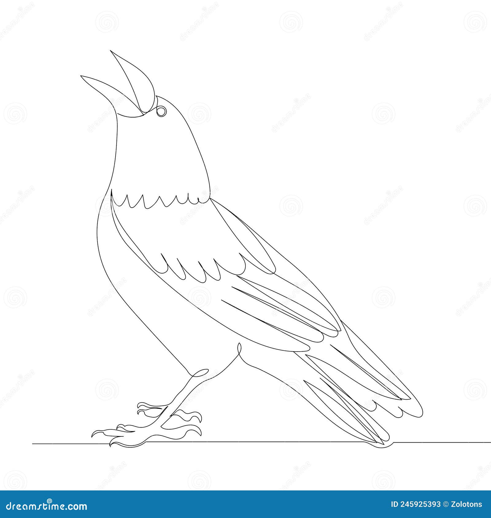 Raven Continuous Line Drawing, Sketch Stock Vector - Illustration of ...