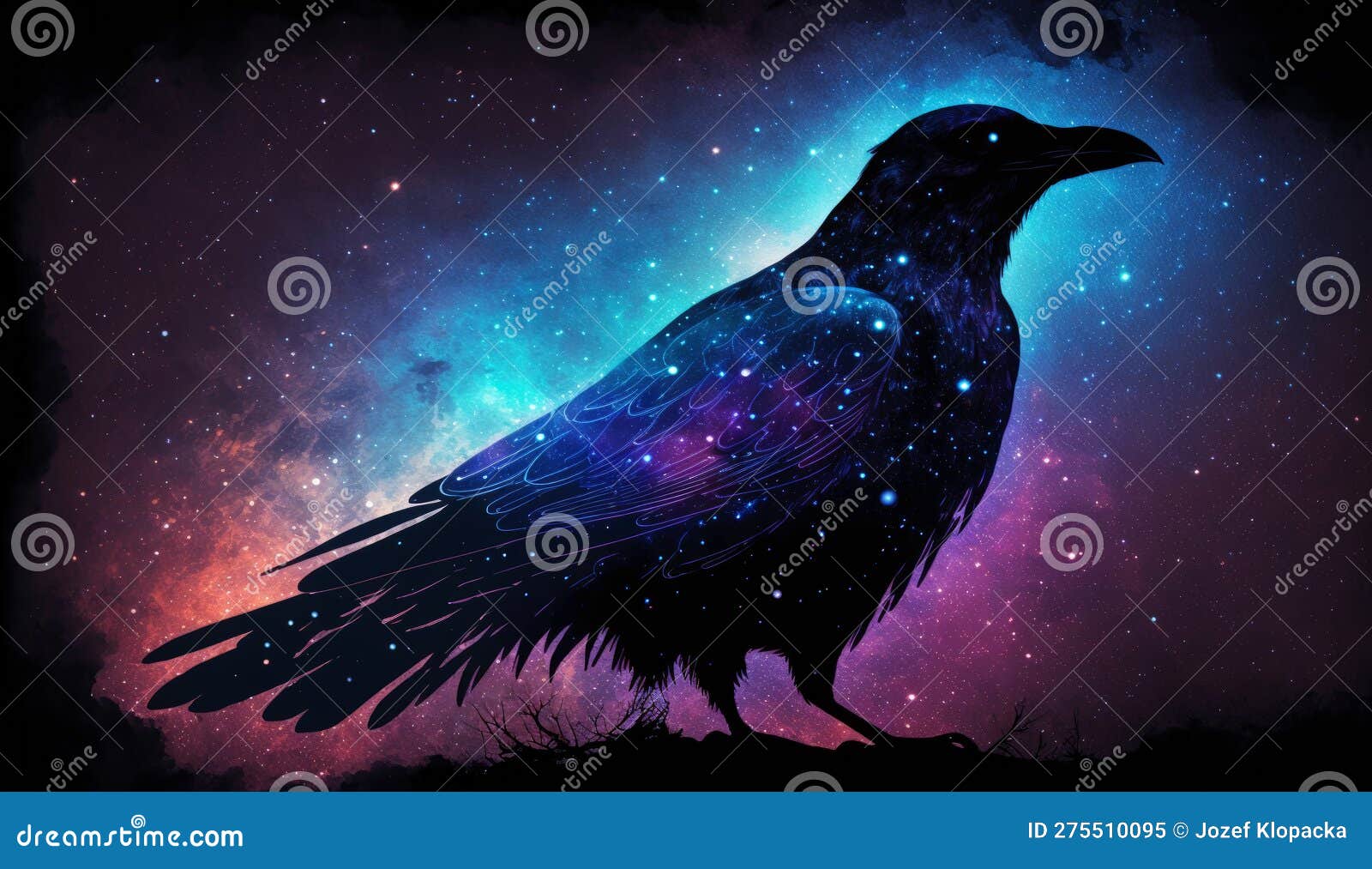Raven in Cosmic Space. Gnerative Ai. Stock Illustration - Illustration ...