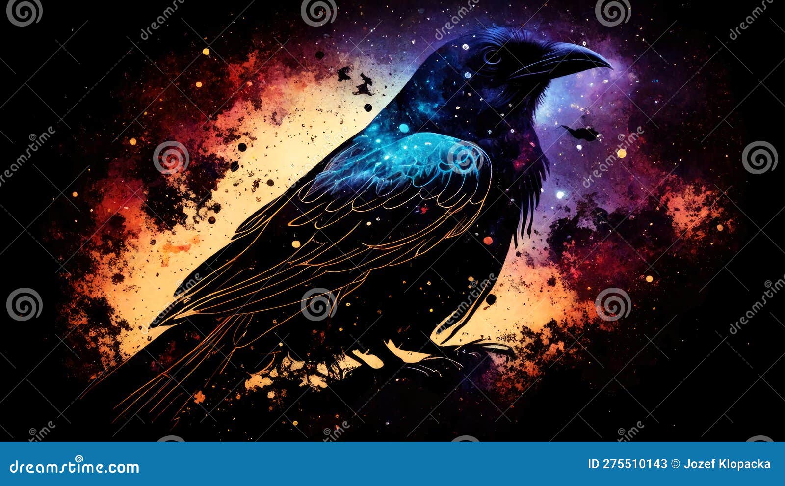 Raven in Cosmic Space. Gnerative Ai. Stock Illustration - Illustration ...
