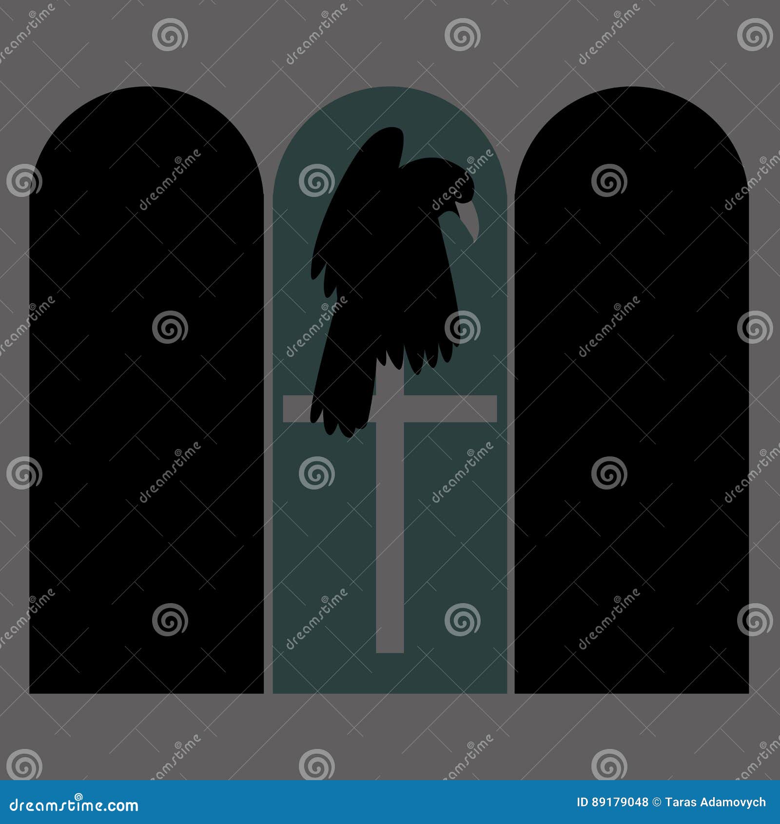 Raven on the Cross Vector Illustration Stock Vector - Illustration of ...