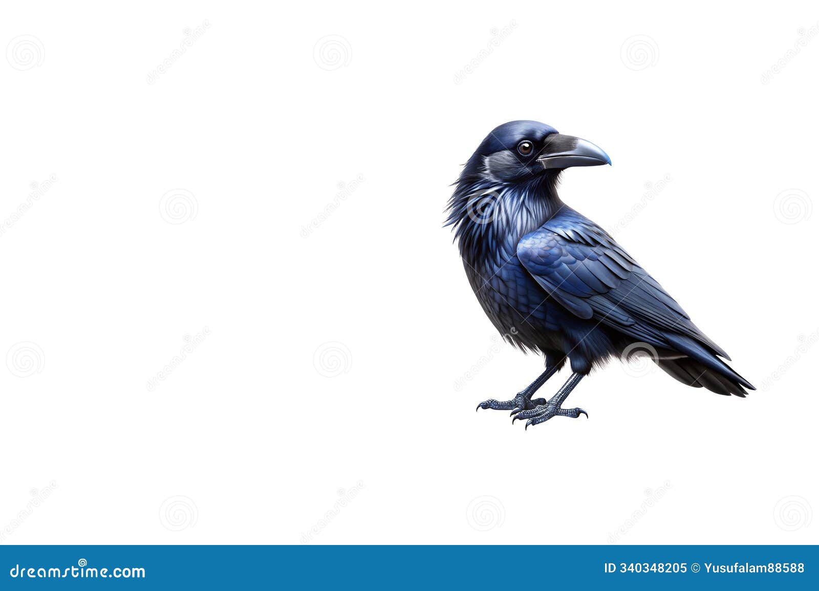 Raven or Crow Isolated on White Background and Copy Space Stock Image ...