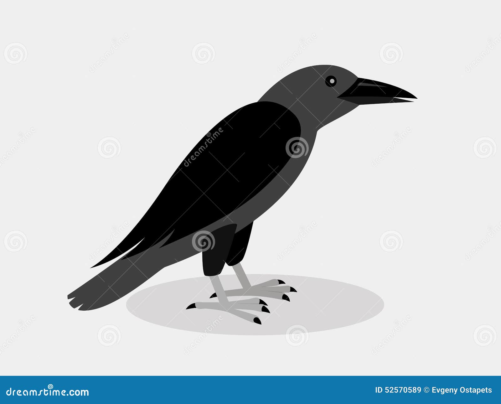 Raven in Flat Style stock vector. Illustration of fauna - 52570589