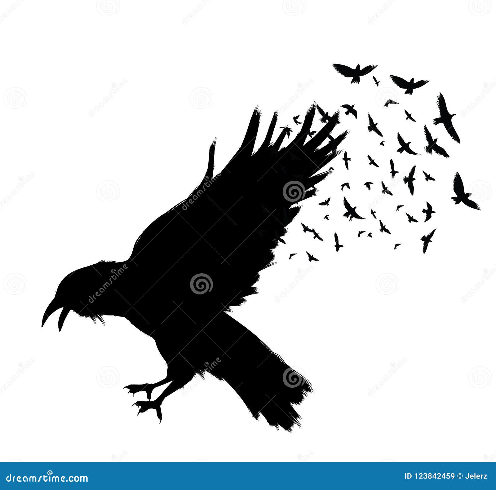 Flying Black Raven In A Circle Of Scandinavian Runic Symbols, Old Norse ...