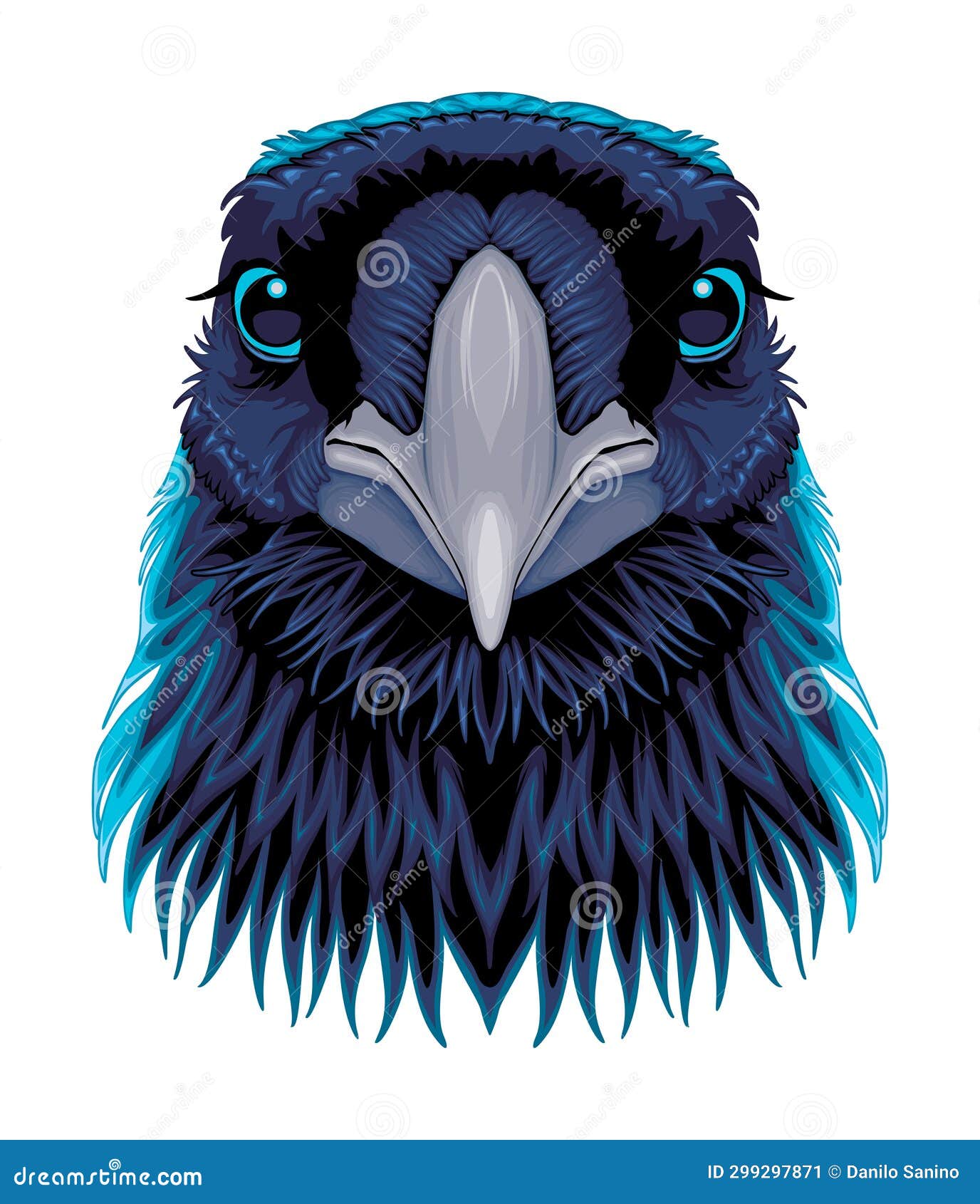 Raven Frontal View, Vector Isolated Animal Stock Illustration ...
