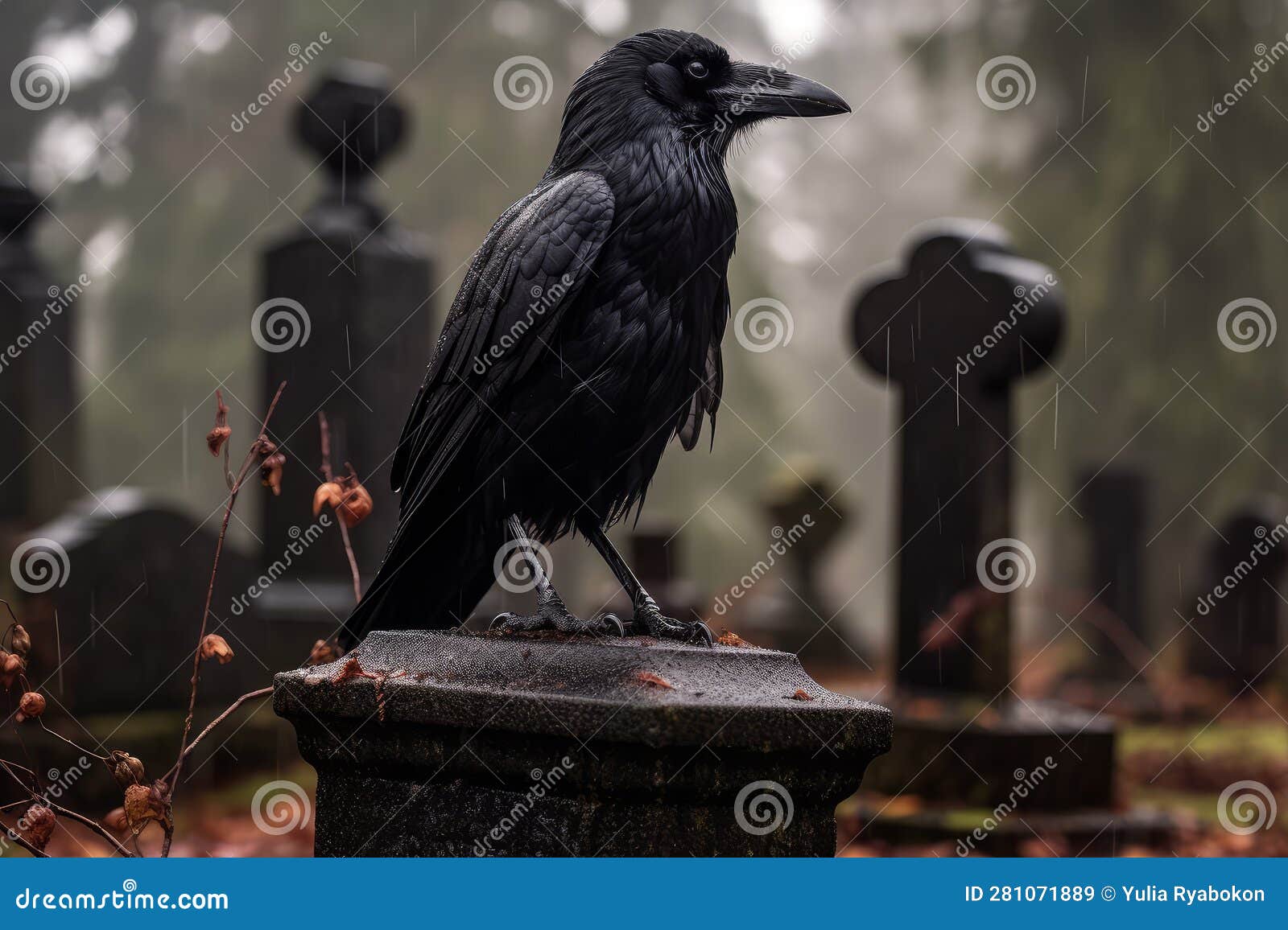 Raven Graveyard Tombstone. Generate Ai Stock Illustration ...