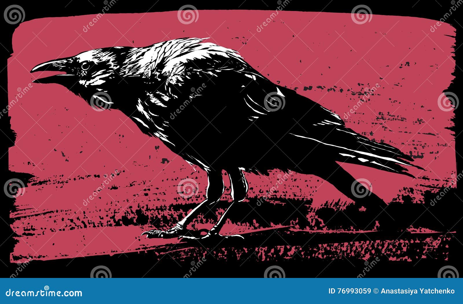 Raven illustration stock vector. Illustration of banner - 76993059