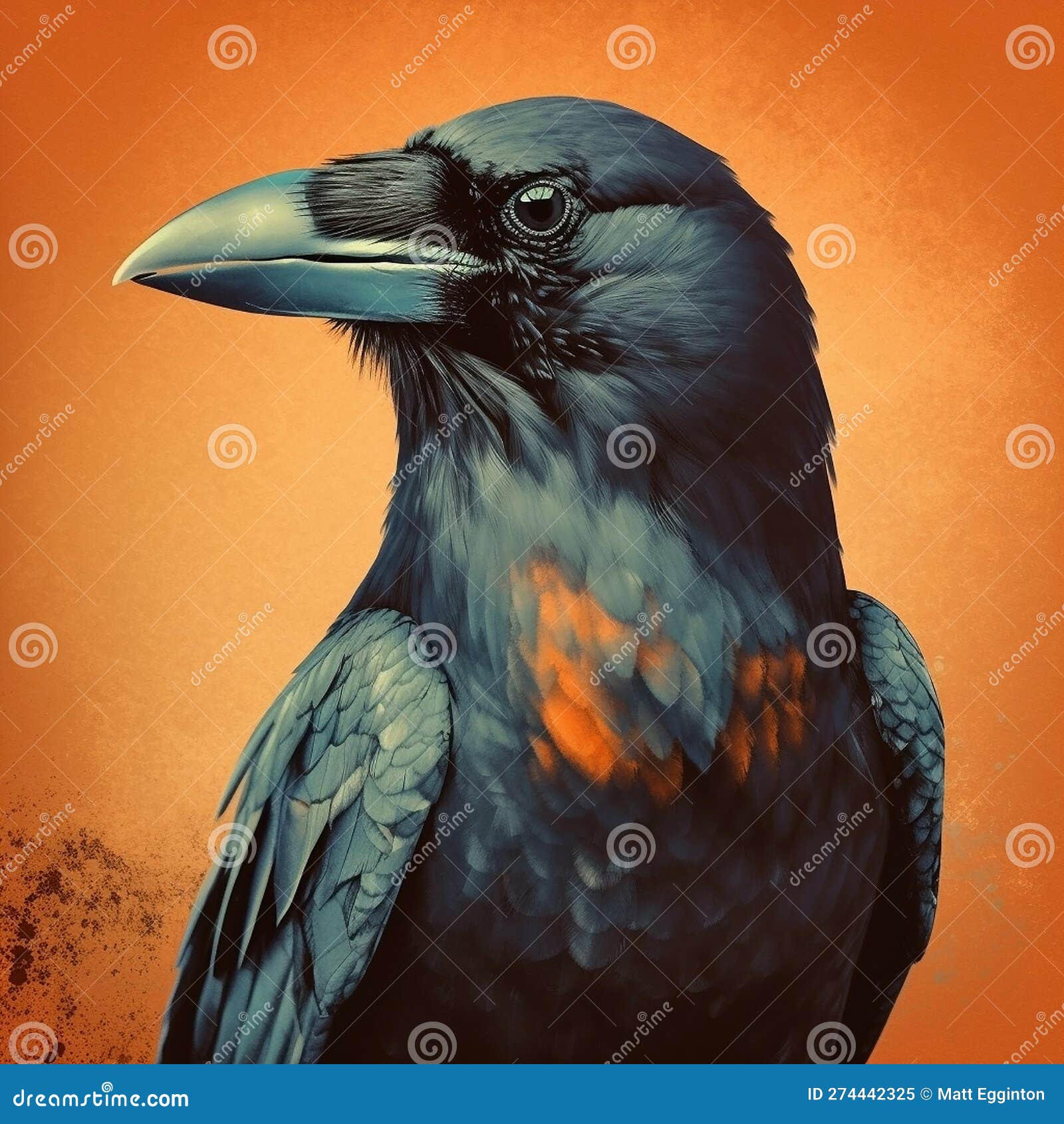 Raven on Orange Illustration Stock Illustration - Illustration of ...