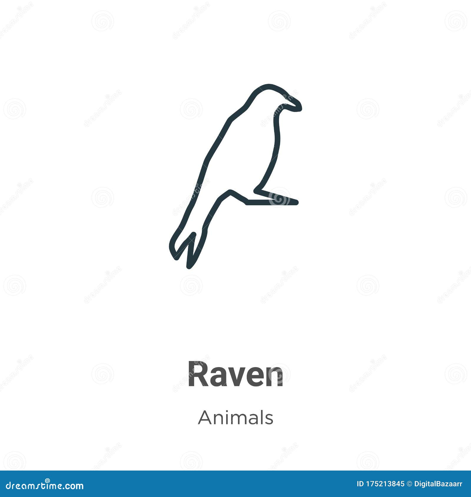 Raven Outline Vector Icon. Thin Line Black Raven Icon, Flat Vector ...