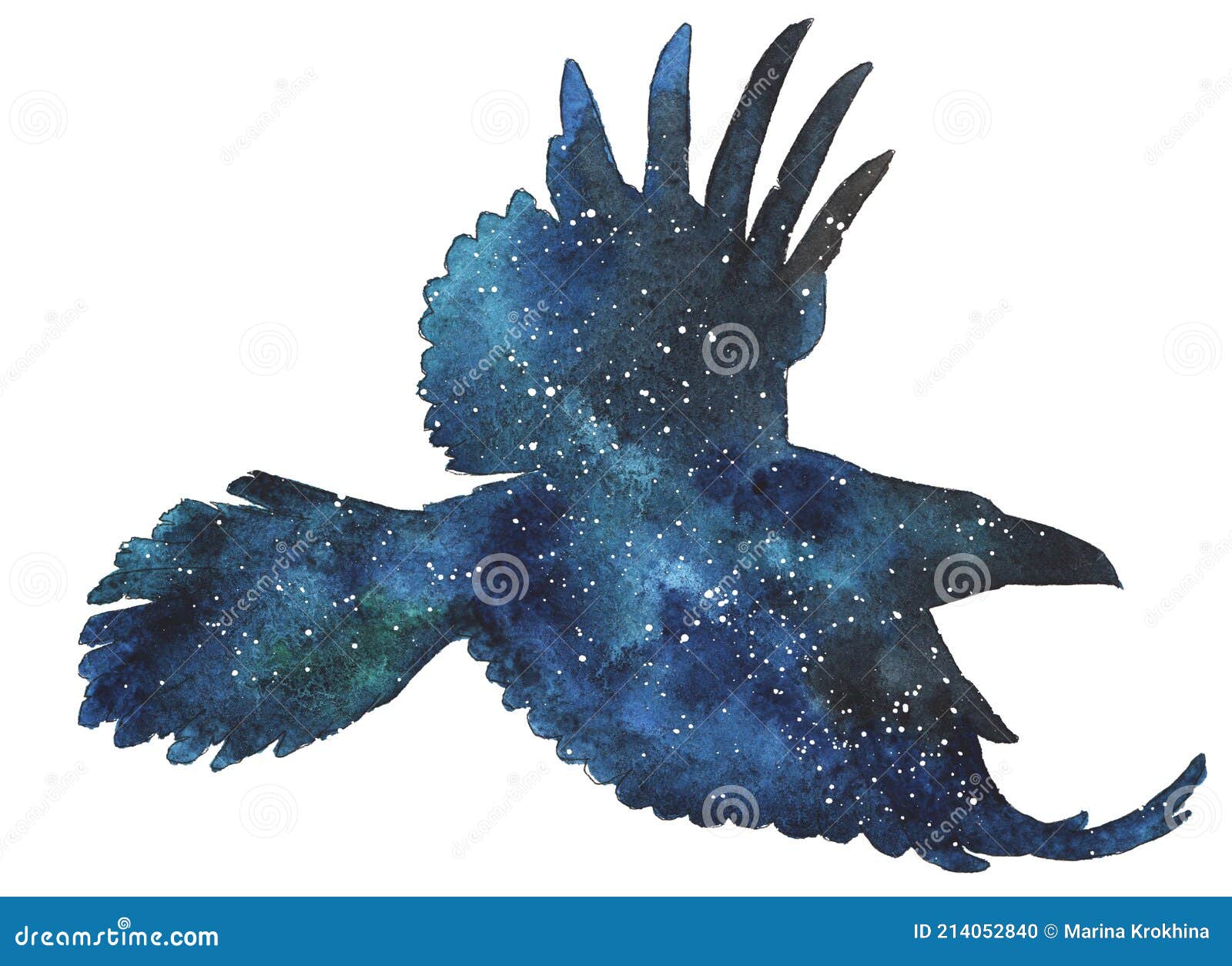 Raven Silhouette with Night Sky Stock Illustration - Illustration of ...
