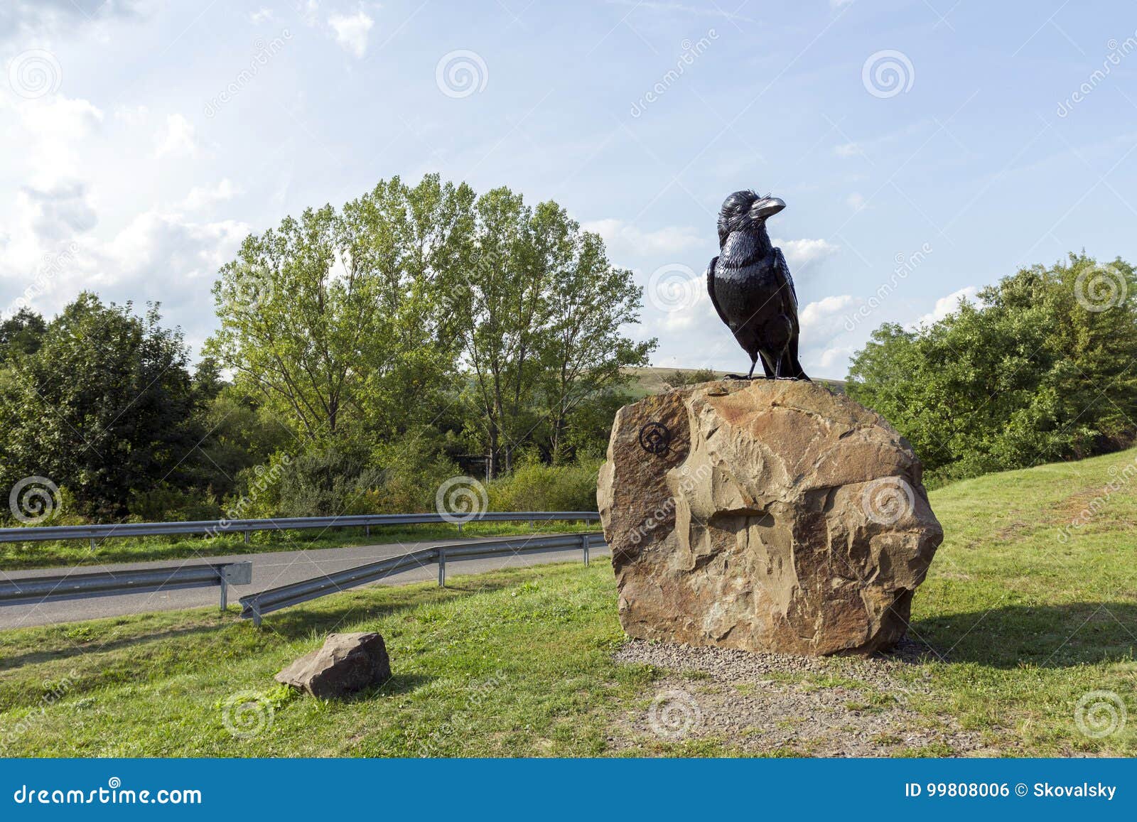Raven statue stock photo. Image of rural, european, town - 99808006