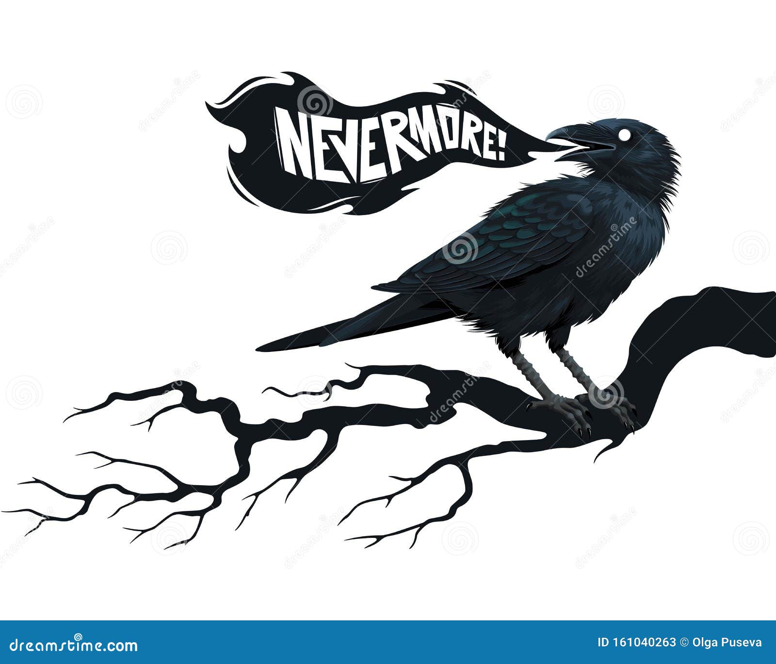 Raven on a Tree in Front of the Moon Stock Vector - Illustration of ...