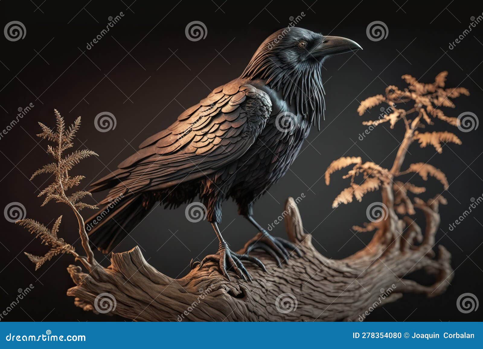 A Raven on a Tree Twig, Dark and Scary Image. Ai Generated Stock ...