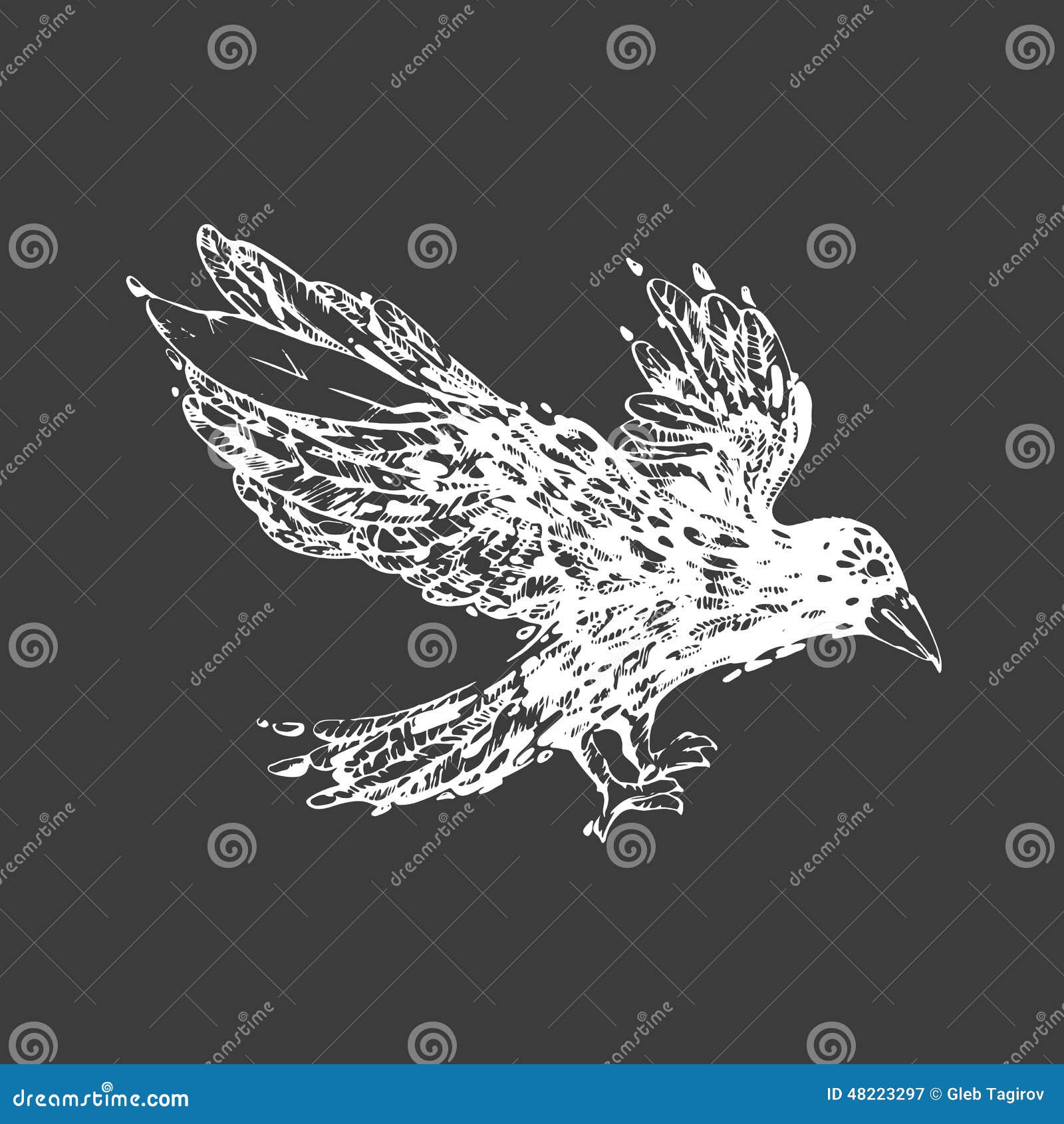 Raven vector stock vector. Illustration of vintage, decoration - 48223297