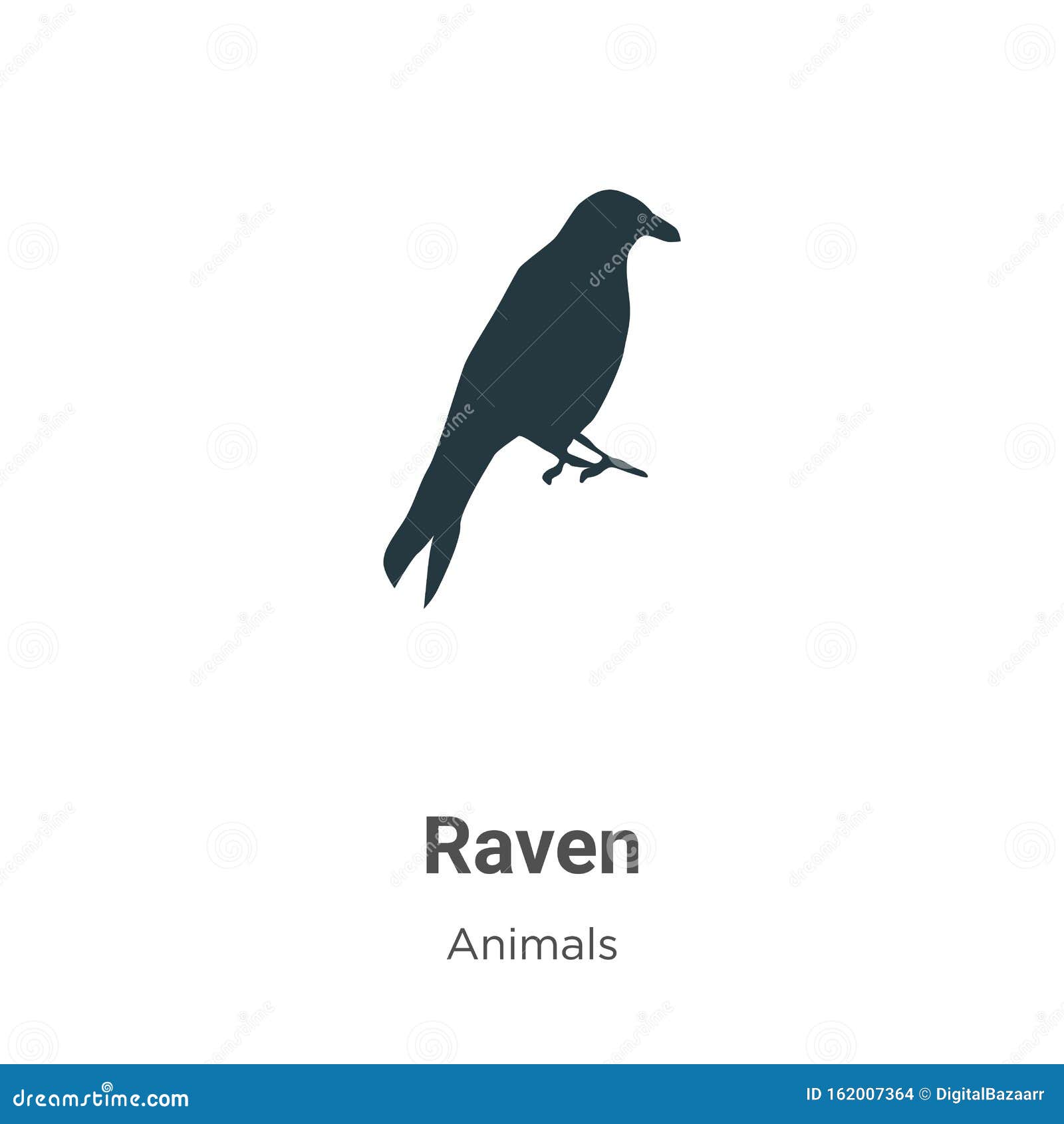 Raven Vector Icon on White Background. Flat Vector Raven Icon Symbol ...