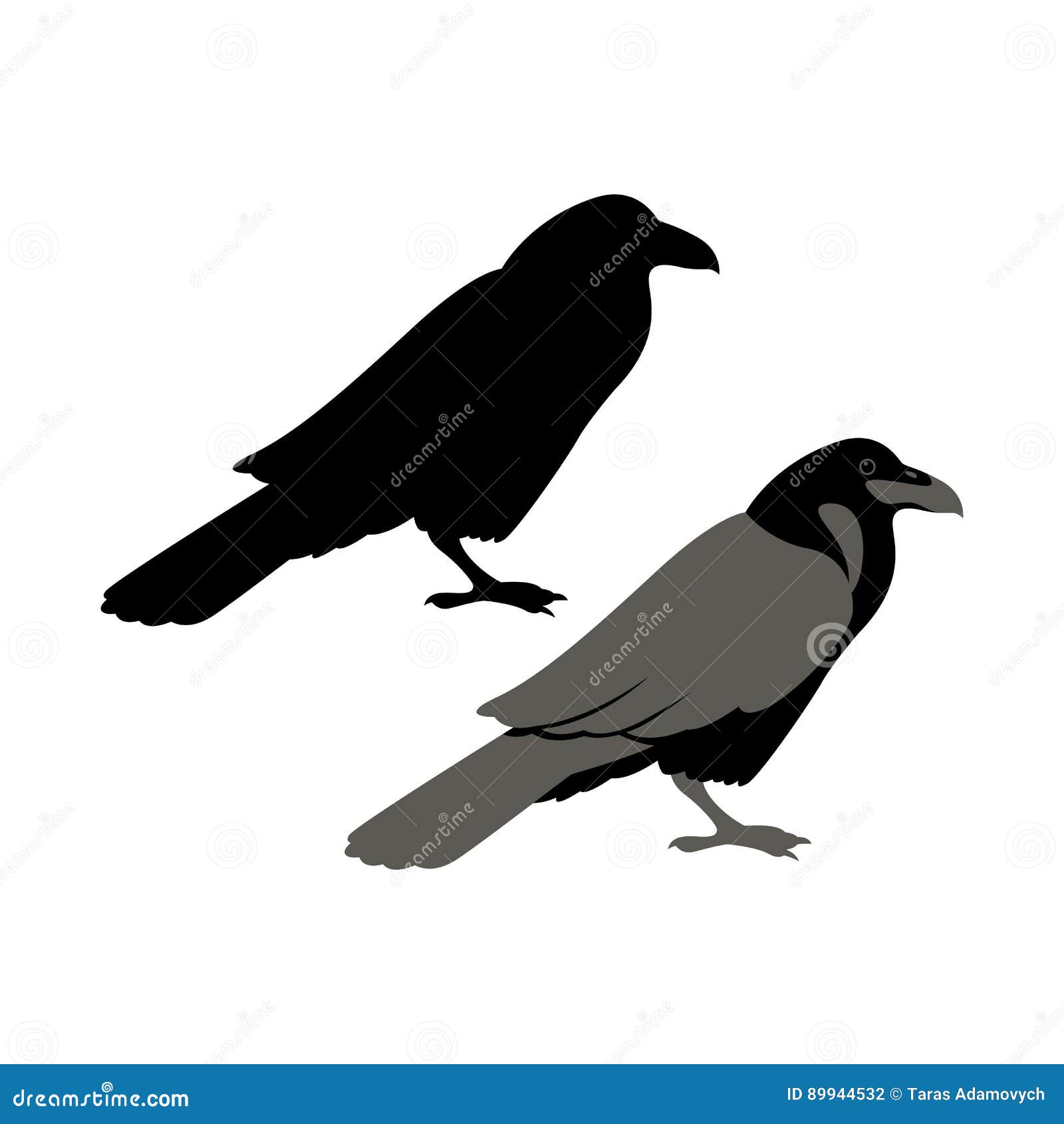 Raven Vector Illustration Style Flat Stock Vector - Illustration of ...