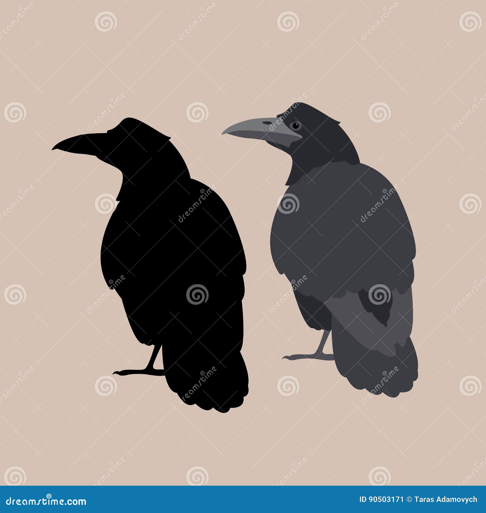 Raven Vector Illustration Style Flat Side Stock Vector - Illustration ...
