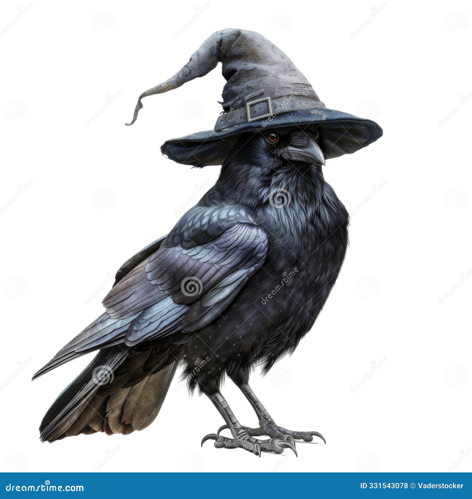 Raven in a Worn Witch S Hat Stock Illustration - Illustration of pointy ...