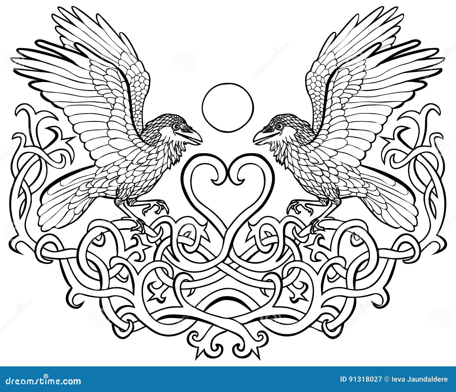 Ravens in Love Celtic Ornament Stock Vector - Illustration of celtic ...