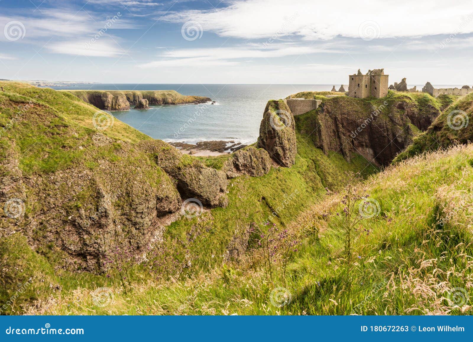Ravine at Dunnottar Castle in Stonehaven, Scotland Stock Image - Image ...