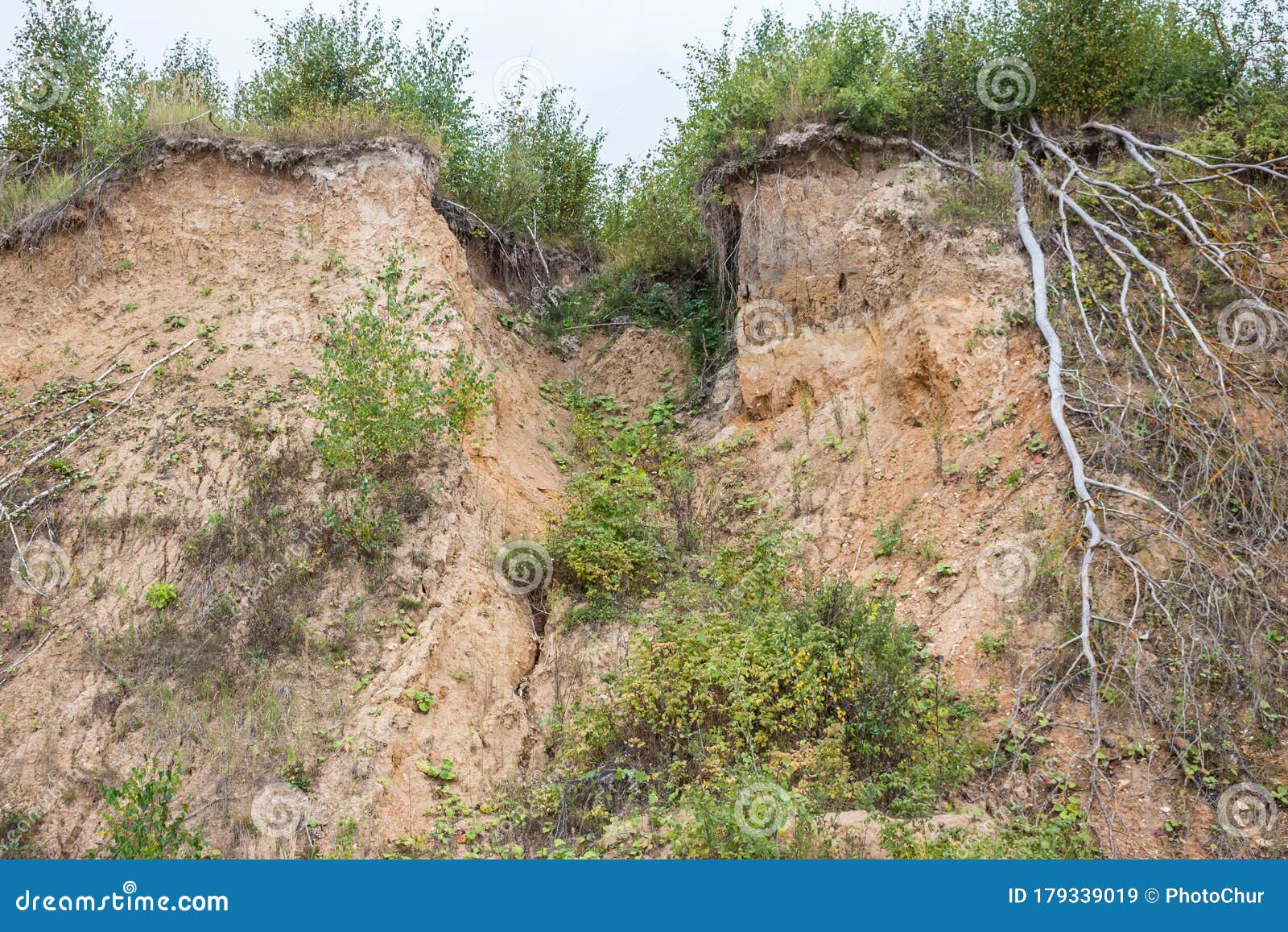 Ravine on the Edge of a Cliff on a Sand Pit Stock Image - Image of wash ...