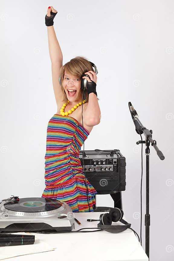 Raving DJ girl stock photo. Image of performance, face - 21262060