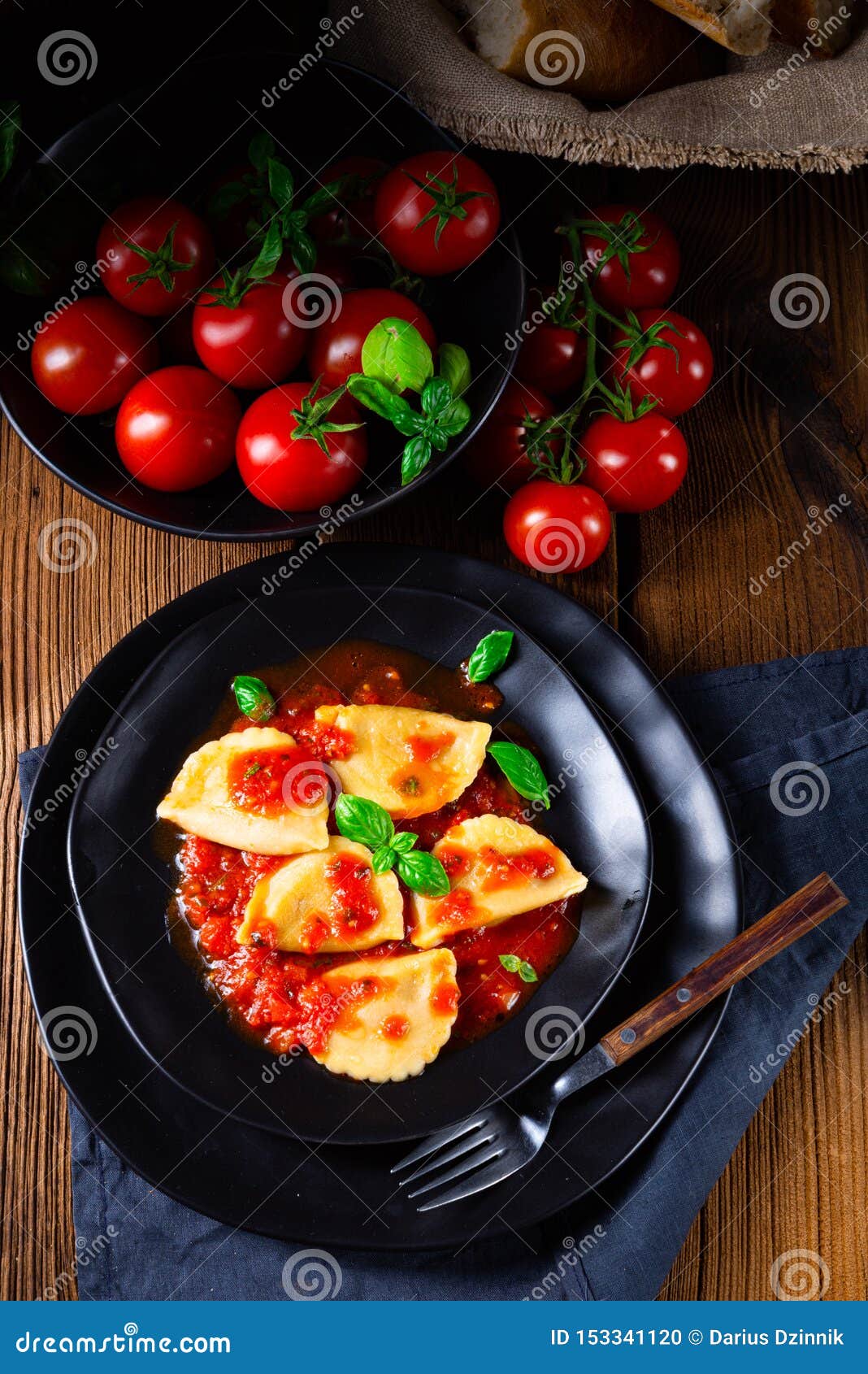 Ravioli Alla Genovese with Basil Tomato Sauce Stock Photo - Image of ...