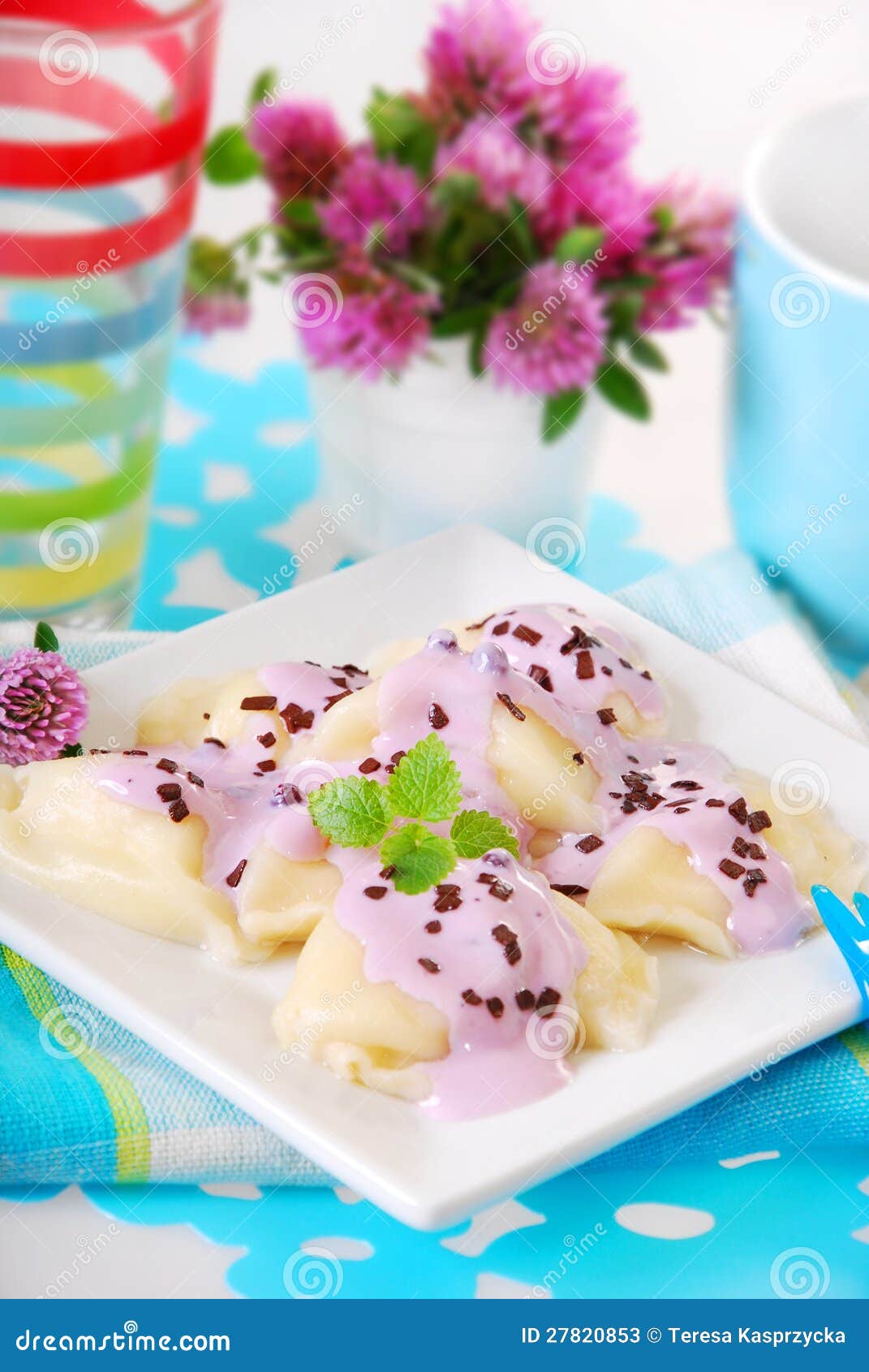 Ravioli with Blueberry for Child Stock Image - Image of cream, baby ...