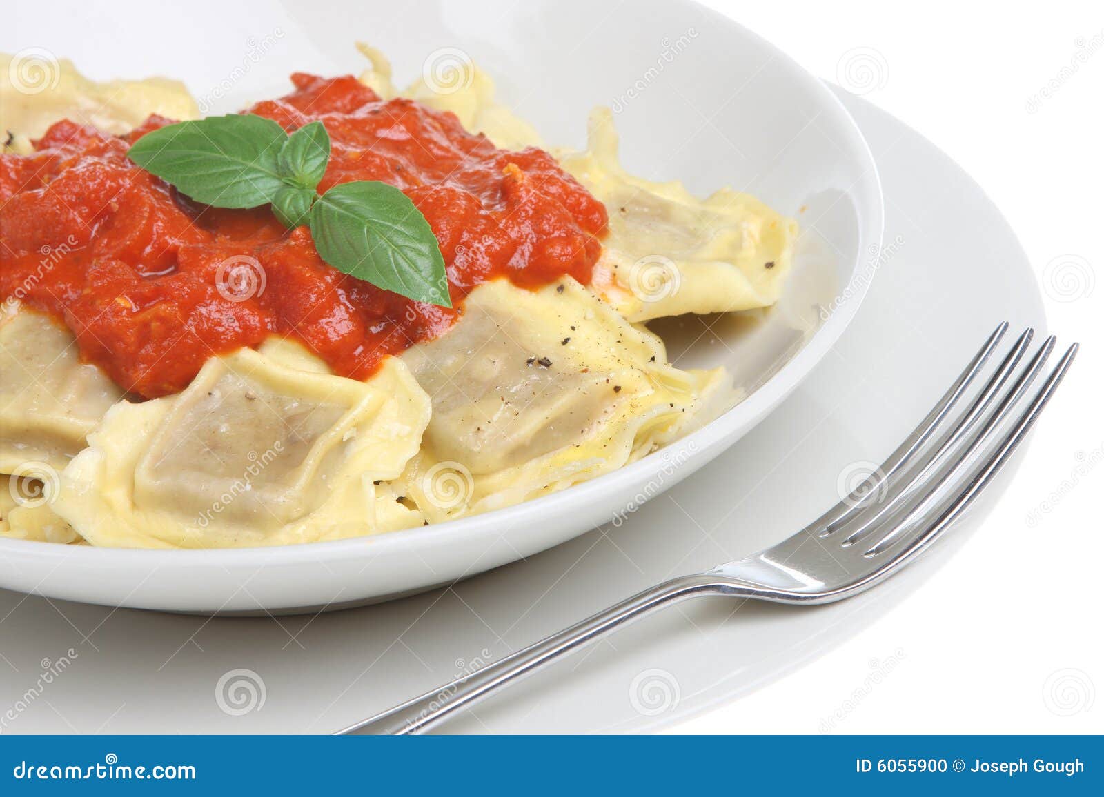 Ravioli Pasta Dish stock photo. Image of basil, studio - 6055900