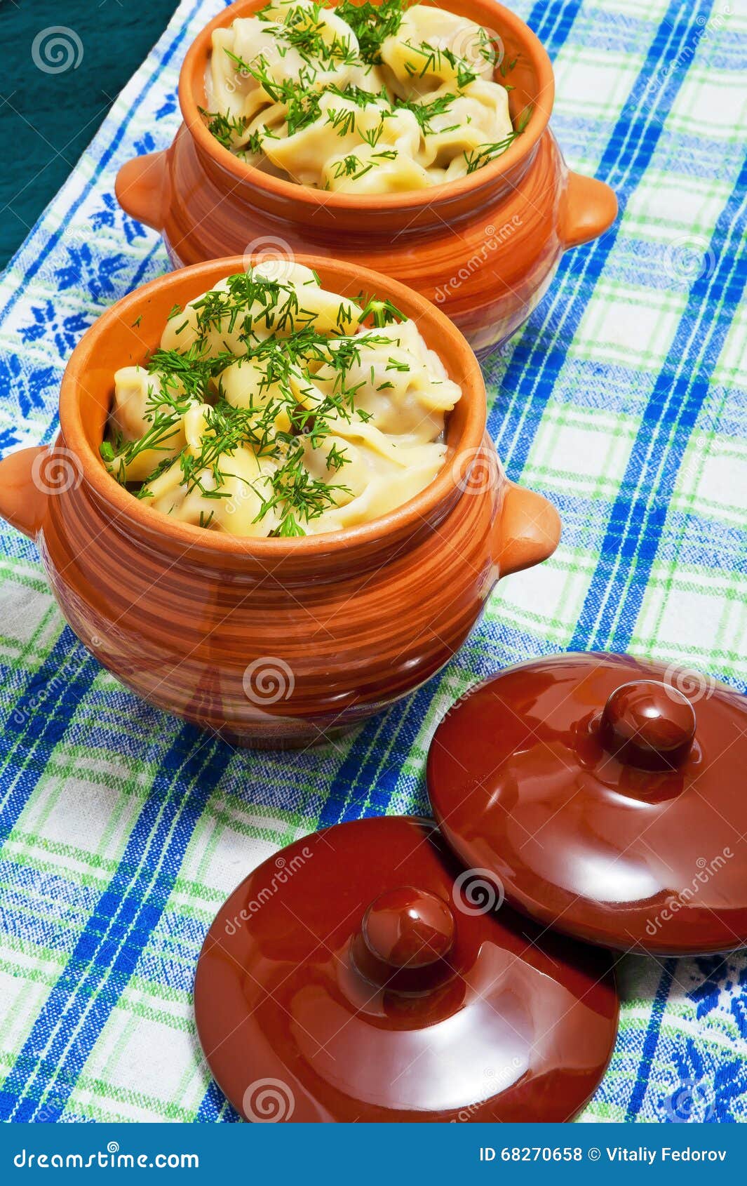Ravioli in a Pots on a Napkin Stock Photo - Image of backgrounds ...