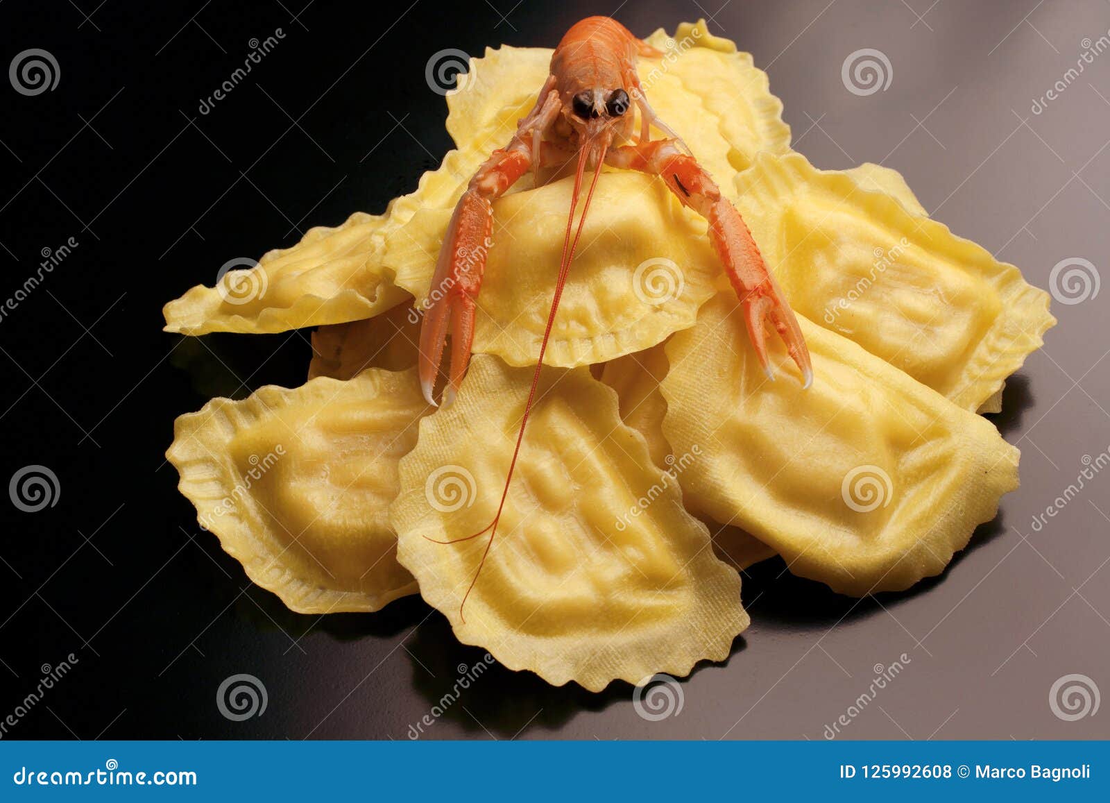 Ravioli Stuffed with Scampi Stock Photo - Image of plate, ravioli ...