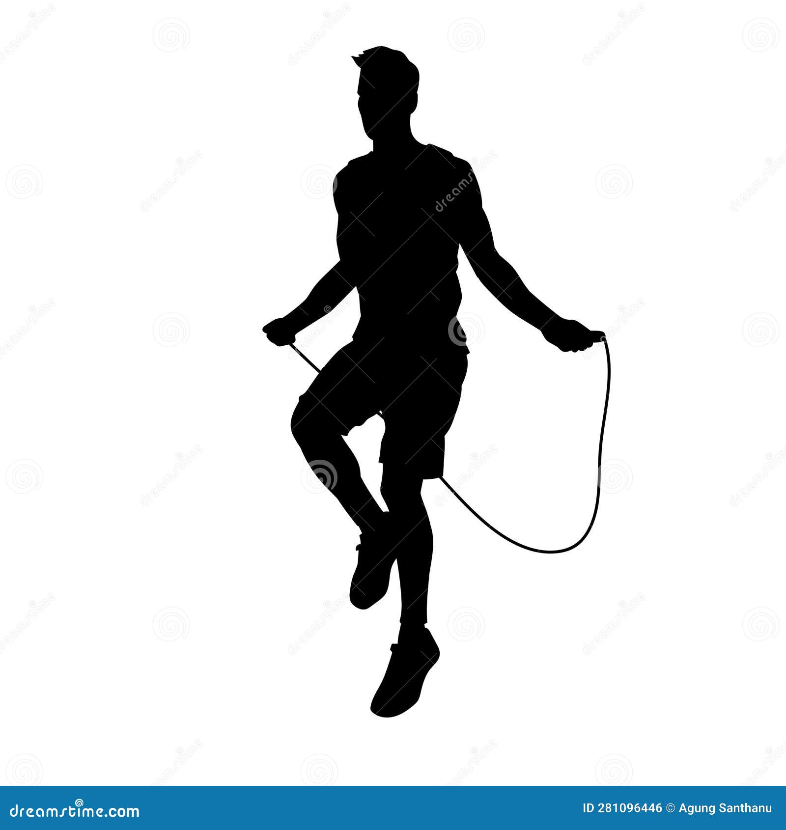 Silhouette of a Sporty Male Model Doing Jump Rope or Skipping. Stock ...