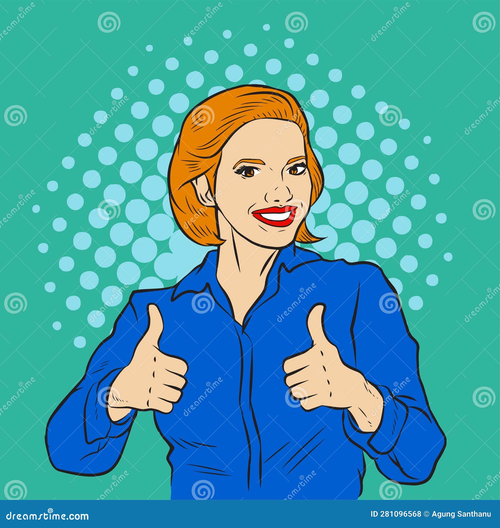 Illustration of a Woman with a Smile Doing Thumbs Up Hand Gesture As ...