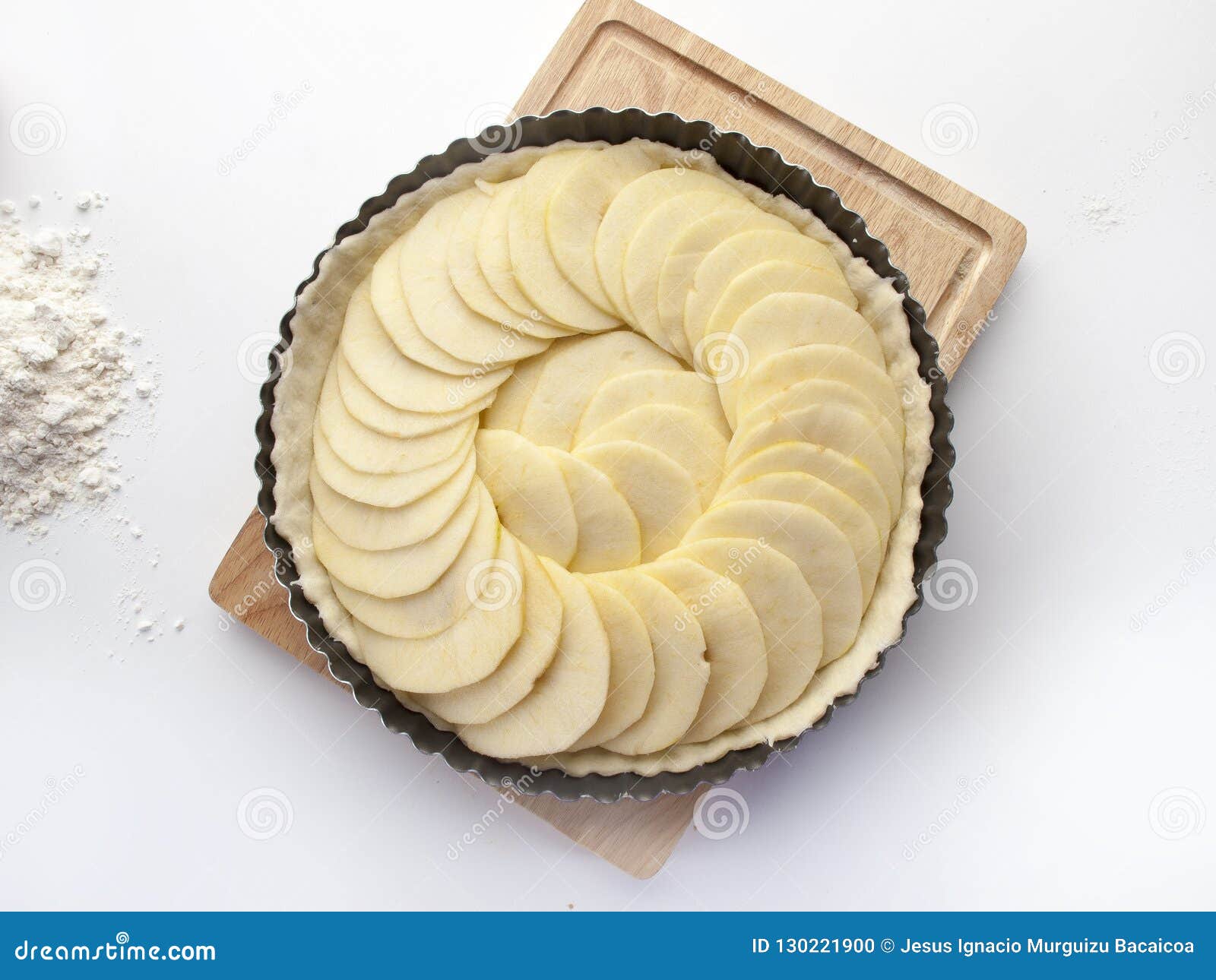 Raw Apple Pie Inside a Curly Mold Stock Photo - Image of pastry, fruit ...