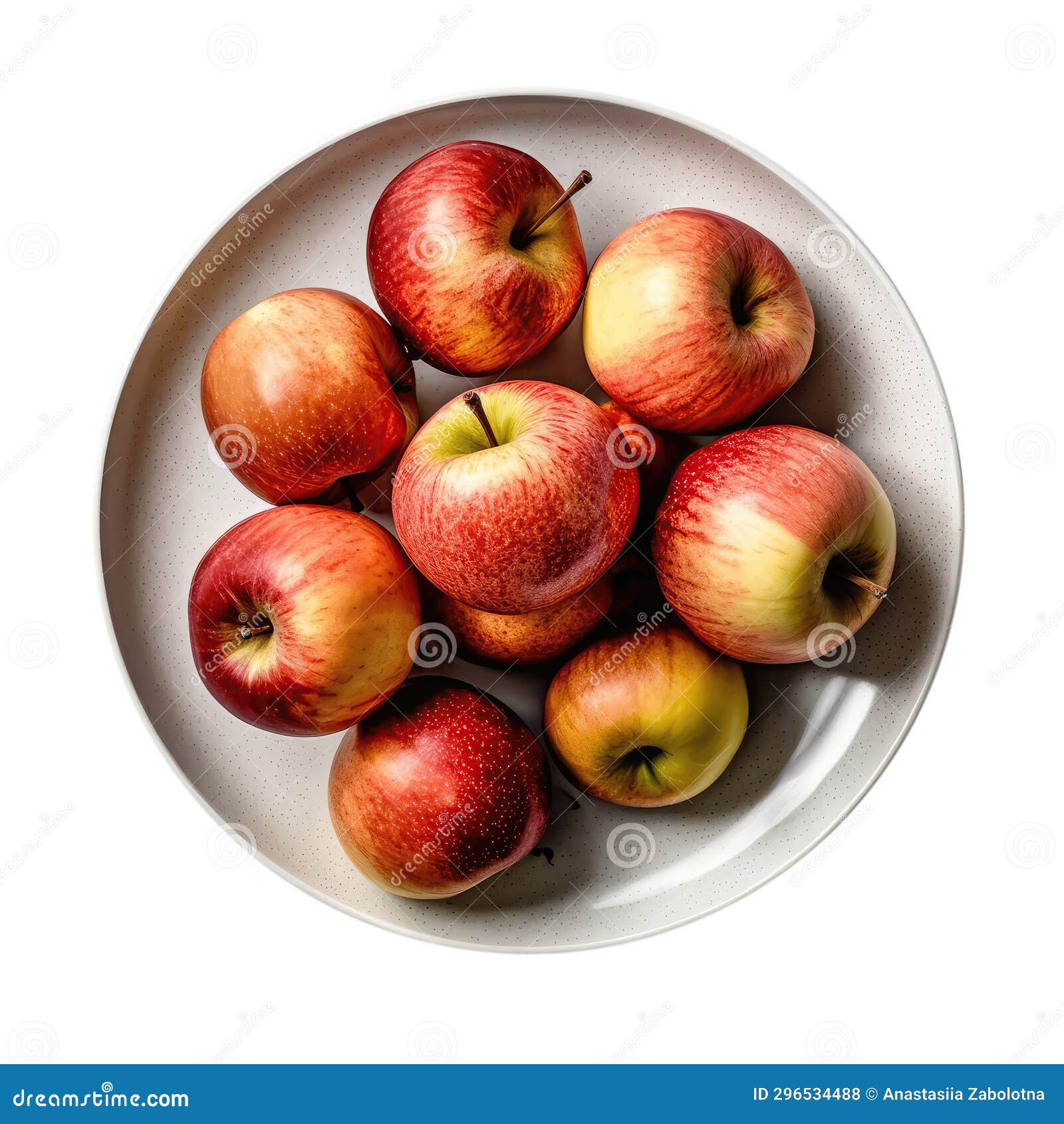 Raw Apples on White Plate, on White Background Stock Illustration ...