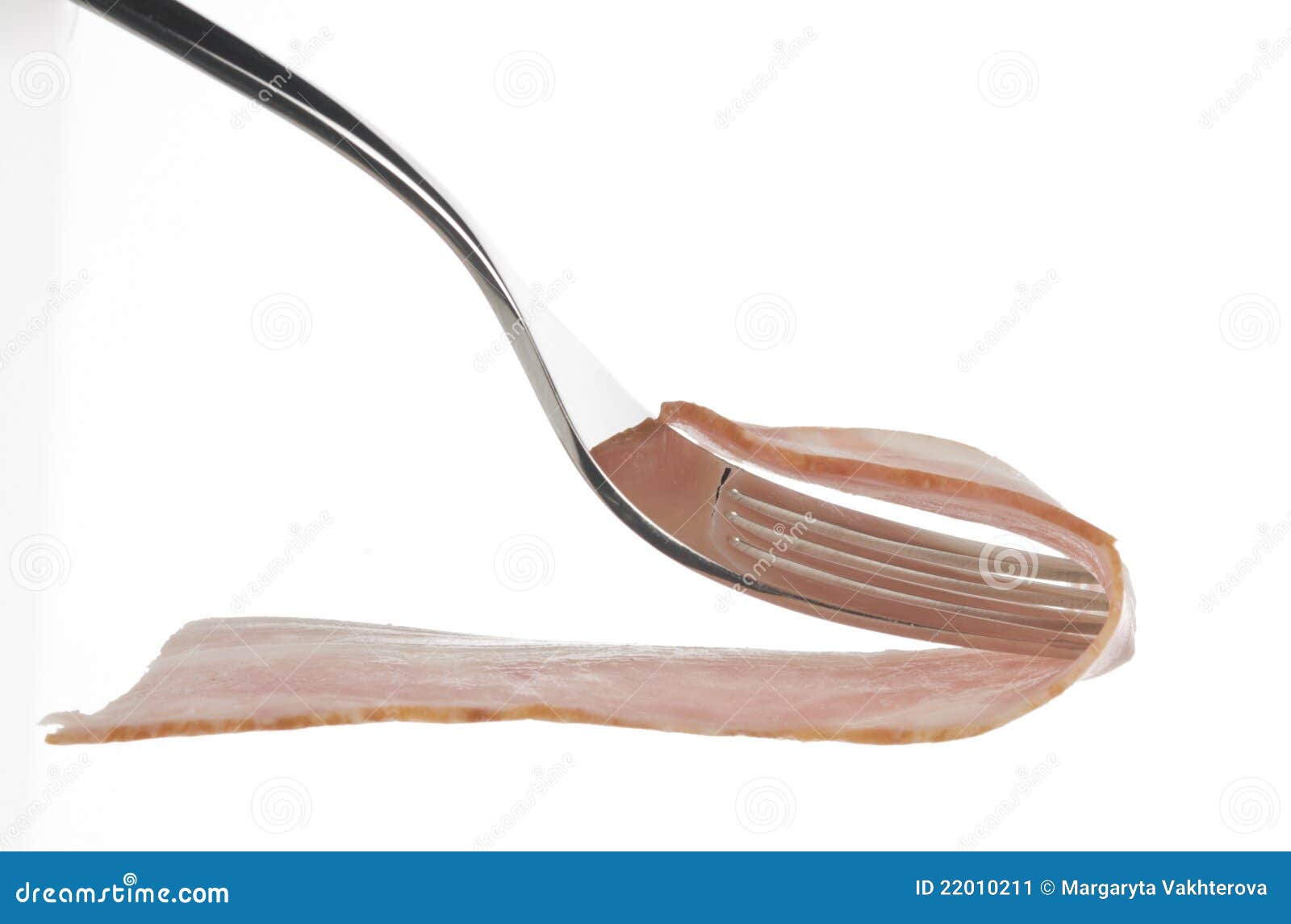 Raw bacon on fork stock image. Image of striped, protein - 22010211