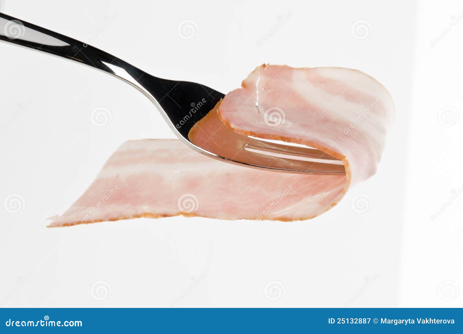 Raw bacon on fork stock image. Image of slices, color - 25132887