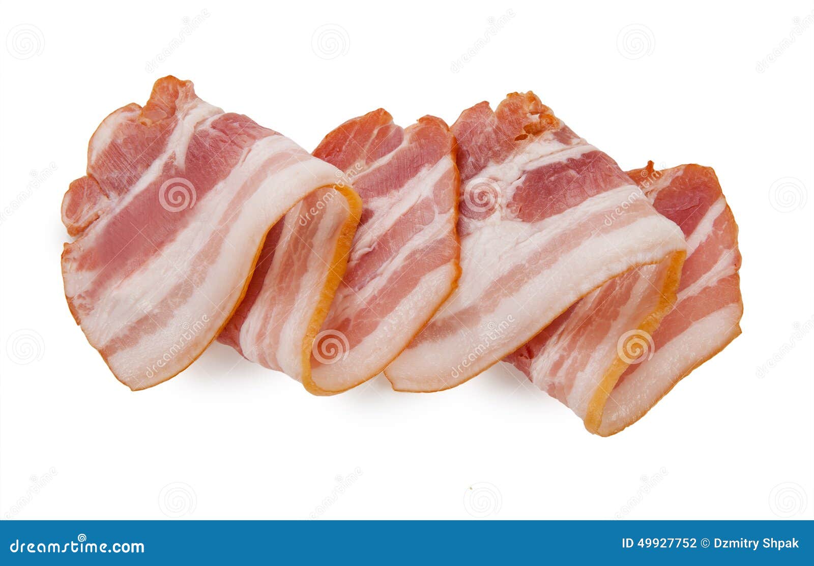 Raw Bacon Isolated on White Background Stock Photo - Image of ...