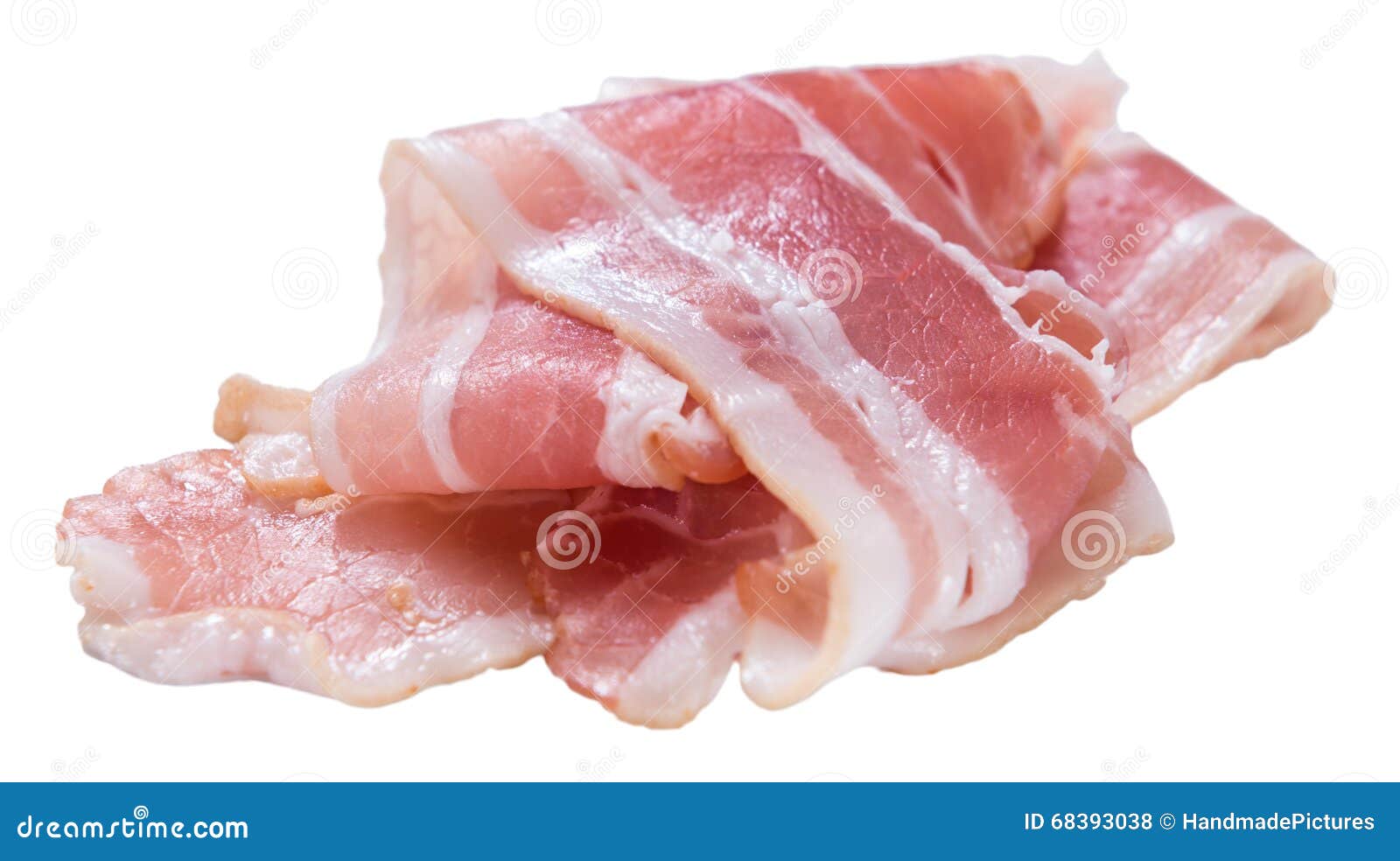 Raw Bacon (isolated on White) Stock Photo - Image of appetizer, smoked ...