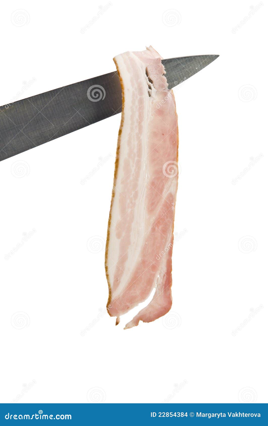 Raw bacon on knife stock photo. Image of high, food, ingredient - 22854384