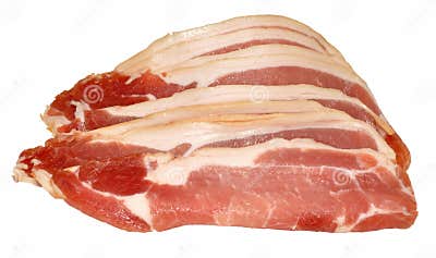 Raw Bacon Rashers Isolated on White Stock Image - Image of background ...