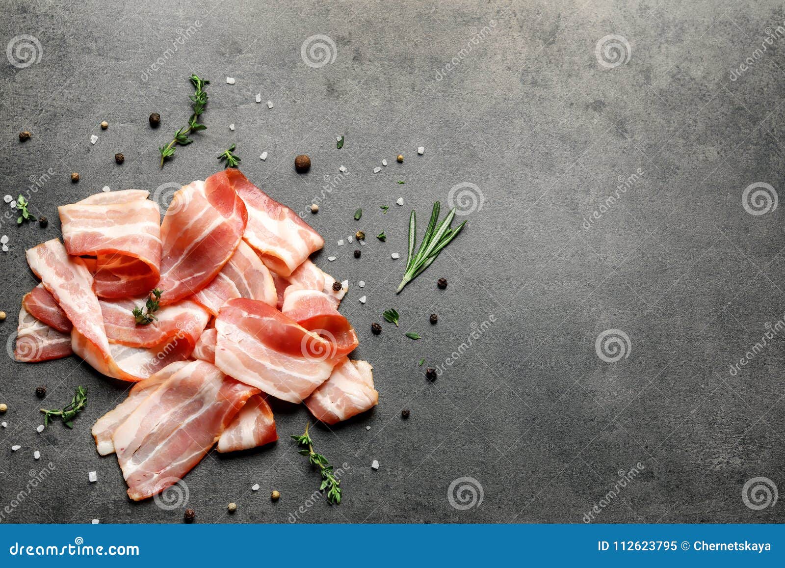 Raw bacon rashers stock image. Image of fresh, copy - 112623795