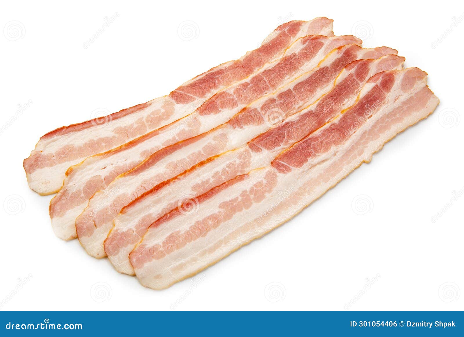 Raw Bacon Slices Isolated on White Background Stock Photo - Image of ...