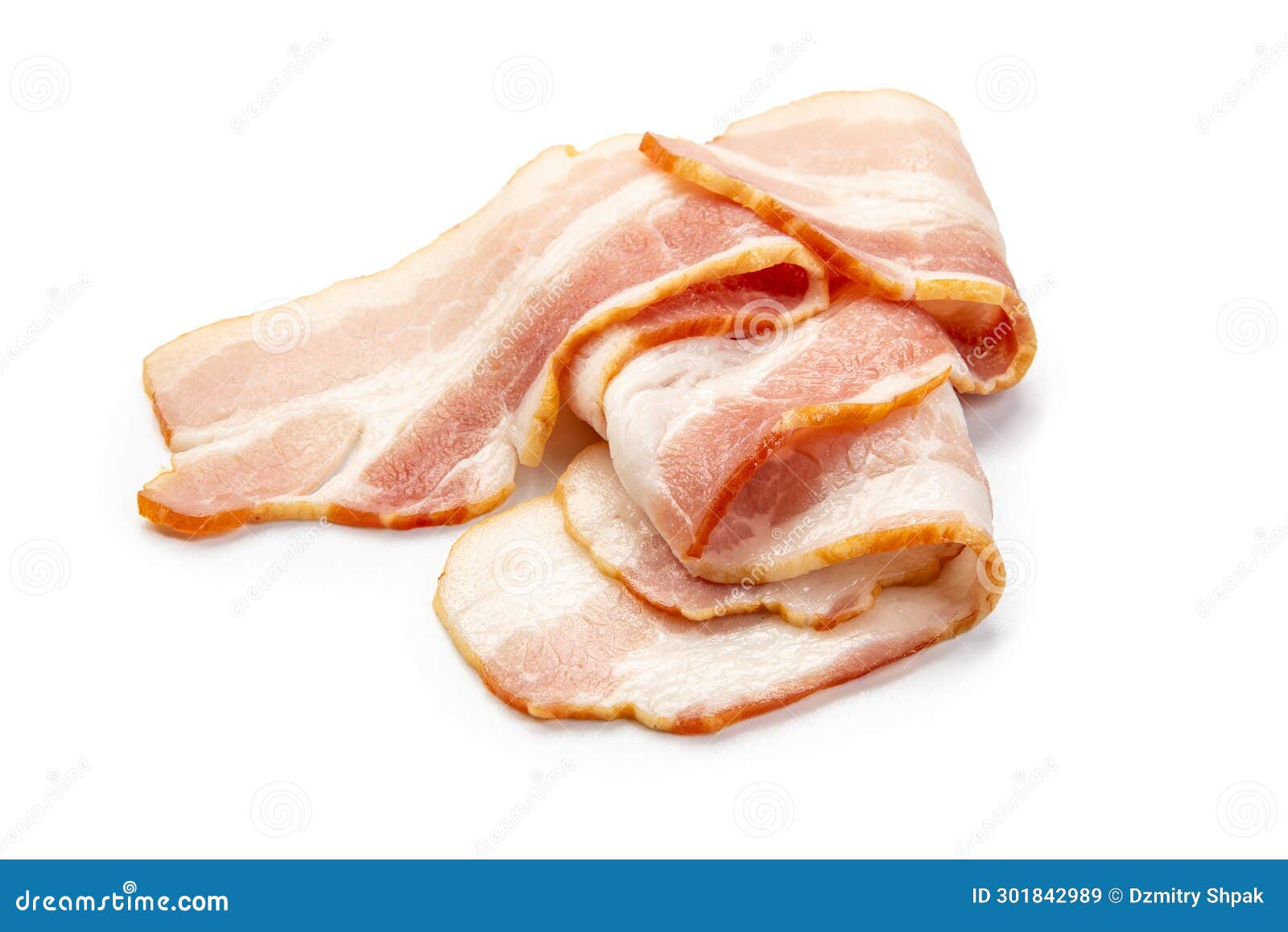 Raw Bacon Slices Isolated on White Background Stock Image - Image of ...