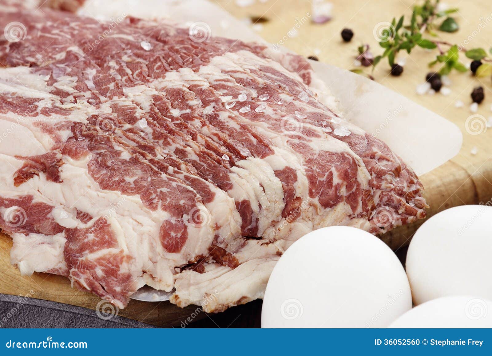 Raw Bacon stock photo. Image of marbled, closeup, pork - 36052560