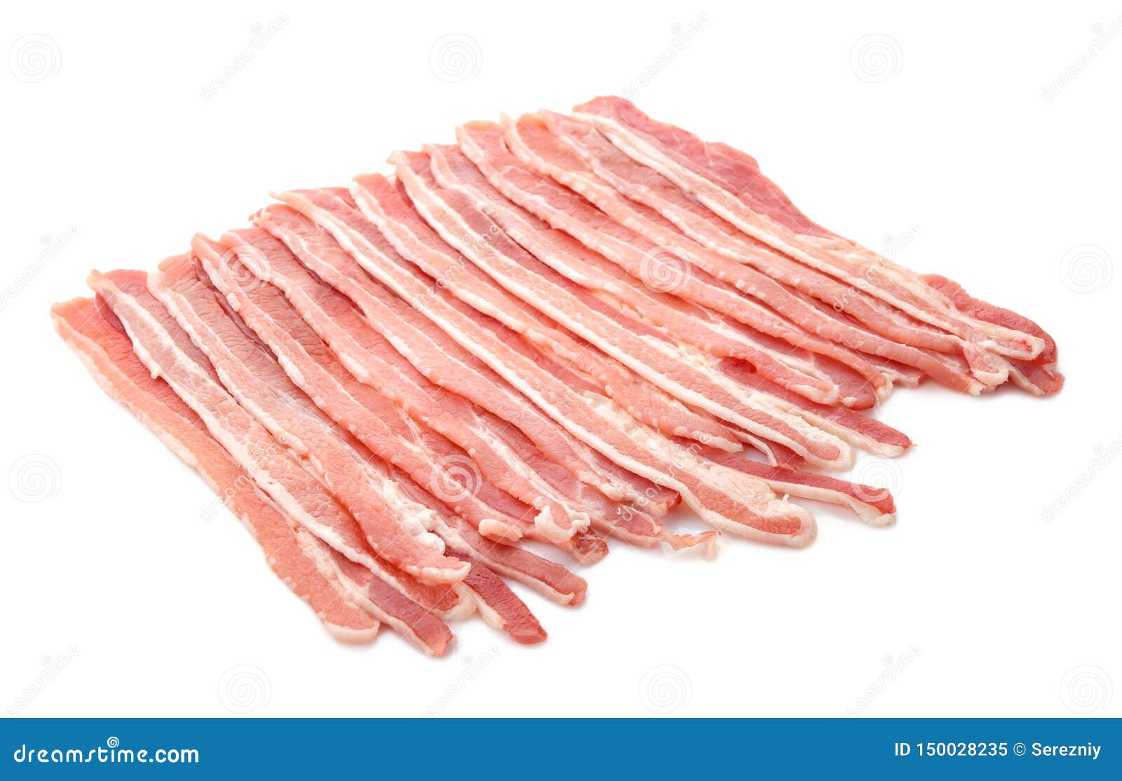 Raw Bacon on White Background Stock Image - Image of dish, culinary ...