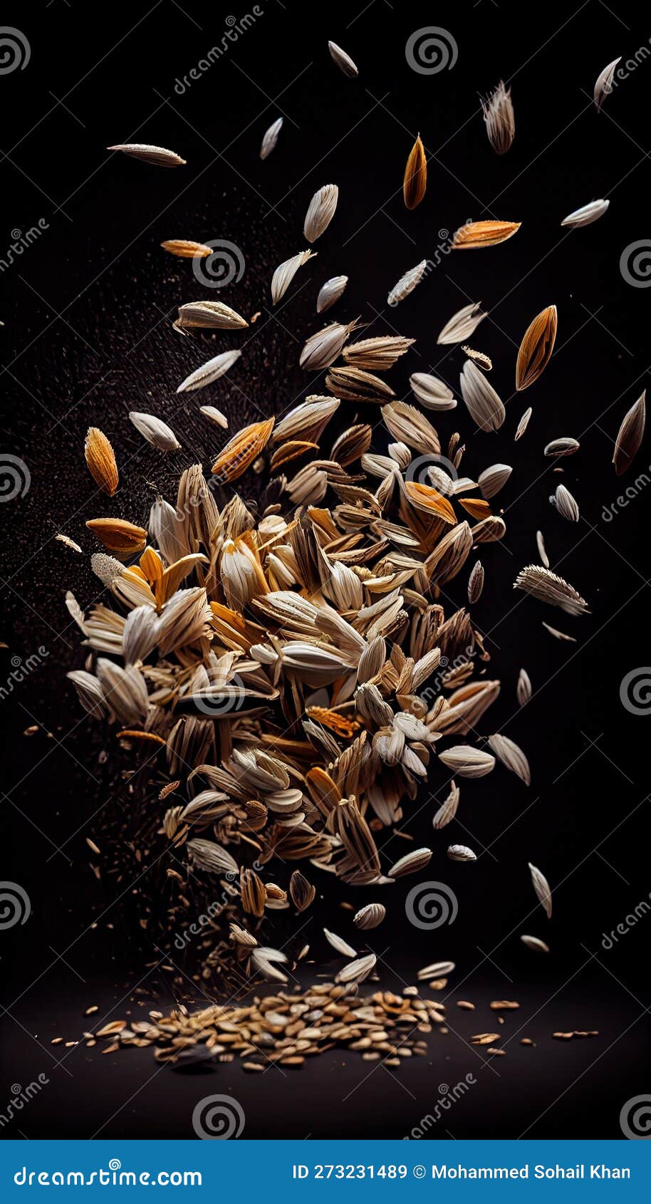 Raw Barley Seeds Creatively Falling-Dripping Flying or Splashing on ...
