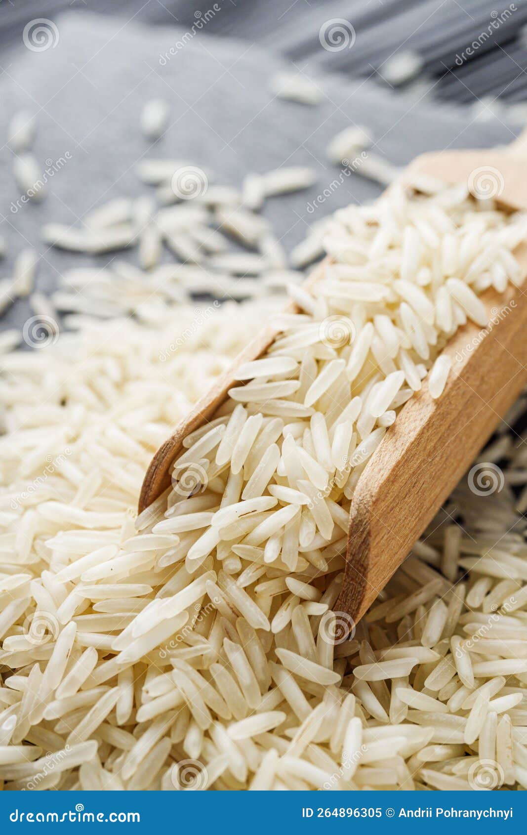 Raw Basmati Rice on a Black Wooden Background Stock Image - Image of ...