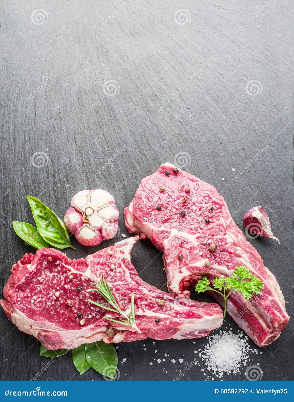Raw beaf steaks. stock photo. Image of steaks, pepper - 60582292