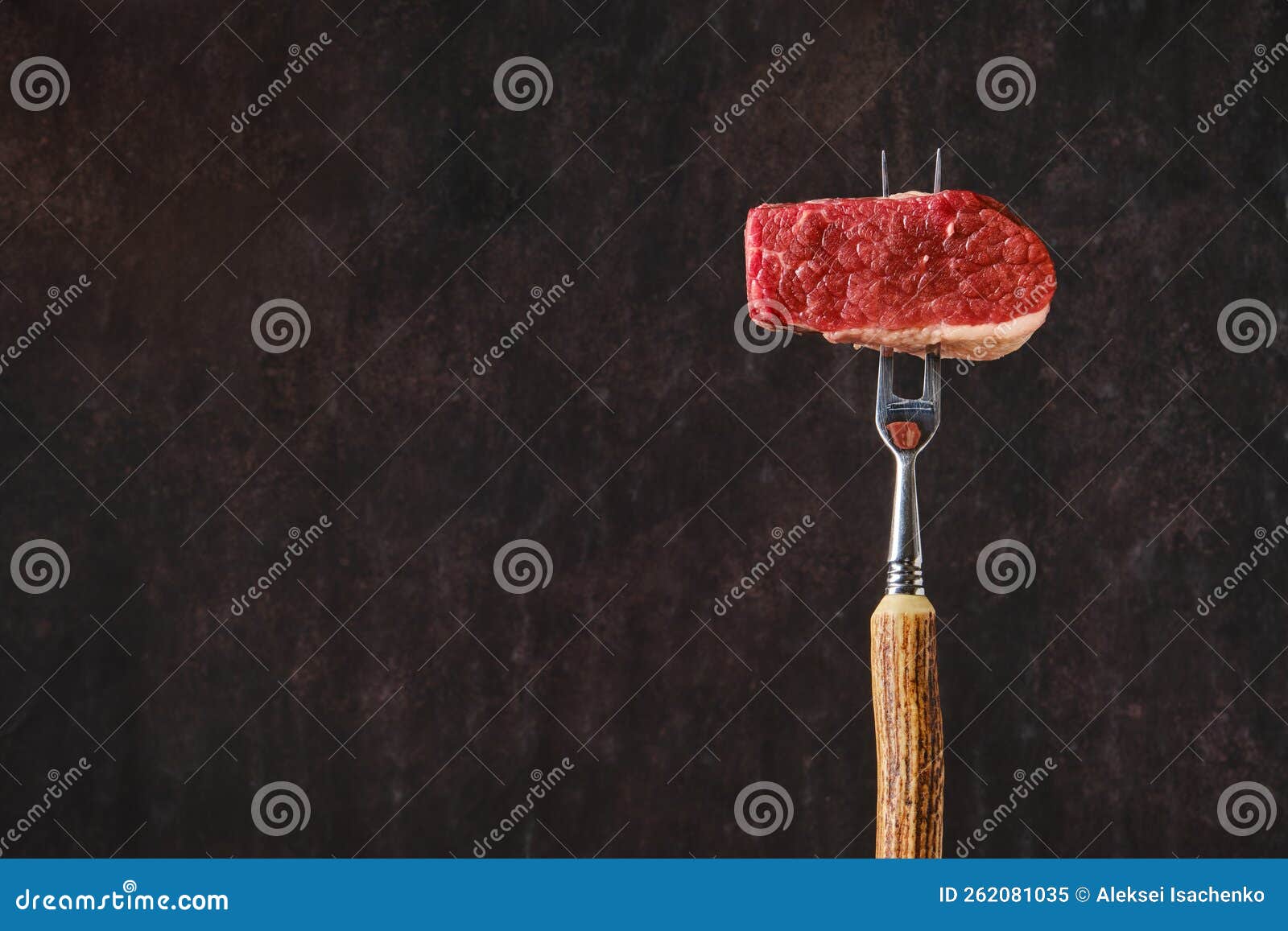 Raw Beef Brisket Flat Steak on Fork Stock Image - Image of recipe ...